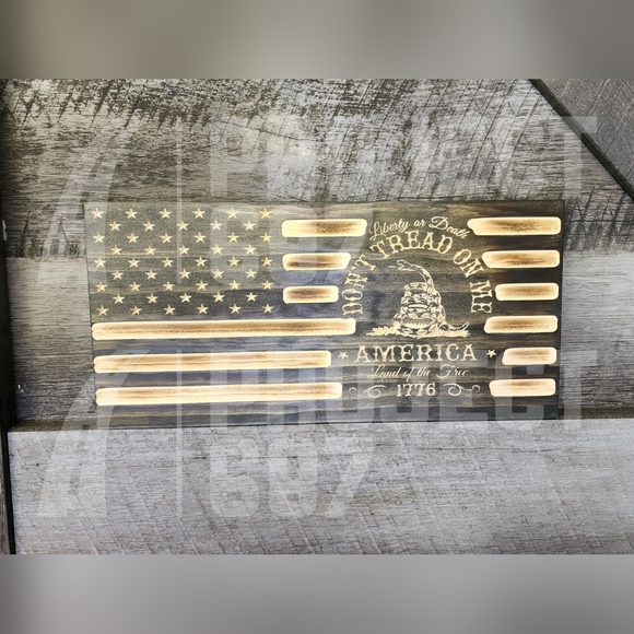 Project 687 | Wall Decor | 2x55 Wooden American Flag Dont Tread On Me ...
